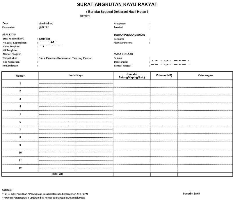 Isi Formulir Surat Angkutan Kayu Rakyat Digital | Paperless.id